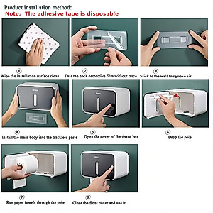 Outdoor Waterproof Toilet Paper Holder for Bathroom - Pet Proof Plastic TP Tissue Holder Dispenser Full Cover Adhesive Mounted for Small RV TP Roll