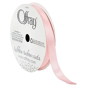 Offray 148660 3/8" Wide Single Face Satin Craft and Decorative Ribbon, 21-Foot Spool, Pink