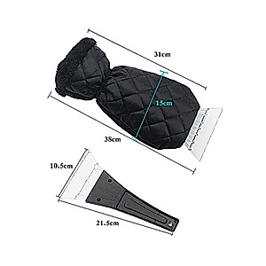 ZARSIO Ice Scraper with Glove Waterproof Car Scraper Mitt Thick Warm Snow Remover Glove Car Window Frost Removal Brush Tool for Car Windshield