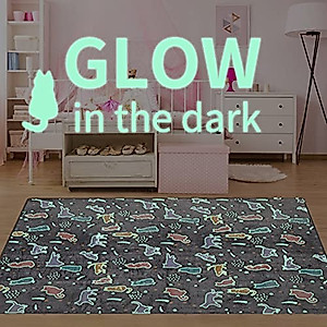QH Colorful Cats Pattern Glow in The Dark Area Rug Area Rug for Living Room Bedroom Playing Room Size 5'x6'