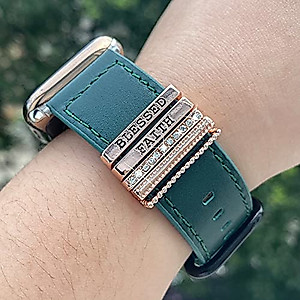 Idealiveny 4pcs Metal-Decorative-Rings-Loops Compatible for Iwatch 38mm 40mm 42mm 44mm Sparkles Jewelry-Accessories-Charms for Watch Band Series 6/5/4/3/2/1 Watch Band Accessories (rose gold)