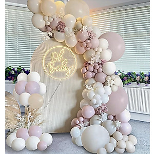 Fog Pink Sand White Boho Ballloons, 144pcs Blush Beige White Pink Balloons for Girl Women Baby Shower Bride Shower Party Decorations……