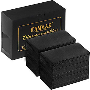 KAMMAK 100 Pack Black Napkins Disposable Linen Feel Dinner Paper Napkins Bulk, Soft Thick and Absorbent Fancy Napkins Cloth Like for Bathroom, Kitchen, Wedding,Christmas Party and Any Events