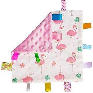 FOMUNI Pink Security Blanket with Tags for Baby Girl - Cute Taggy Blankets, Soft Plush Security Comforter Tag Blanket Shower Gift for Baby Girl, Comforter Blanket