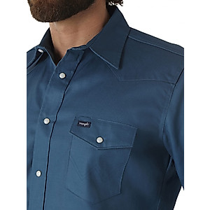 Wrangler Men's Authentic Cowboy Cut Work Western Long-Sleeve Firm Finish Shirt,Dark Teal,X-Large