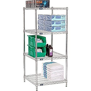 Nexel 24" x 24" x 63", 4 Tier Adjustable Wire Shelving Unit, NSF Listed Commercial Storage Rack, Chrome Finish, leveling feet