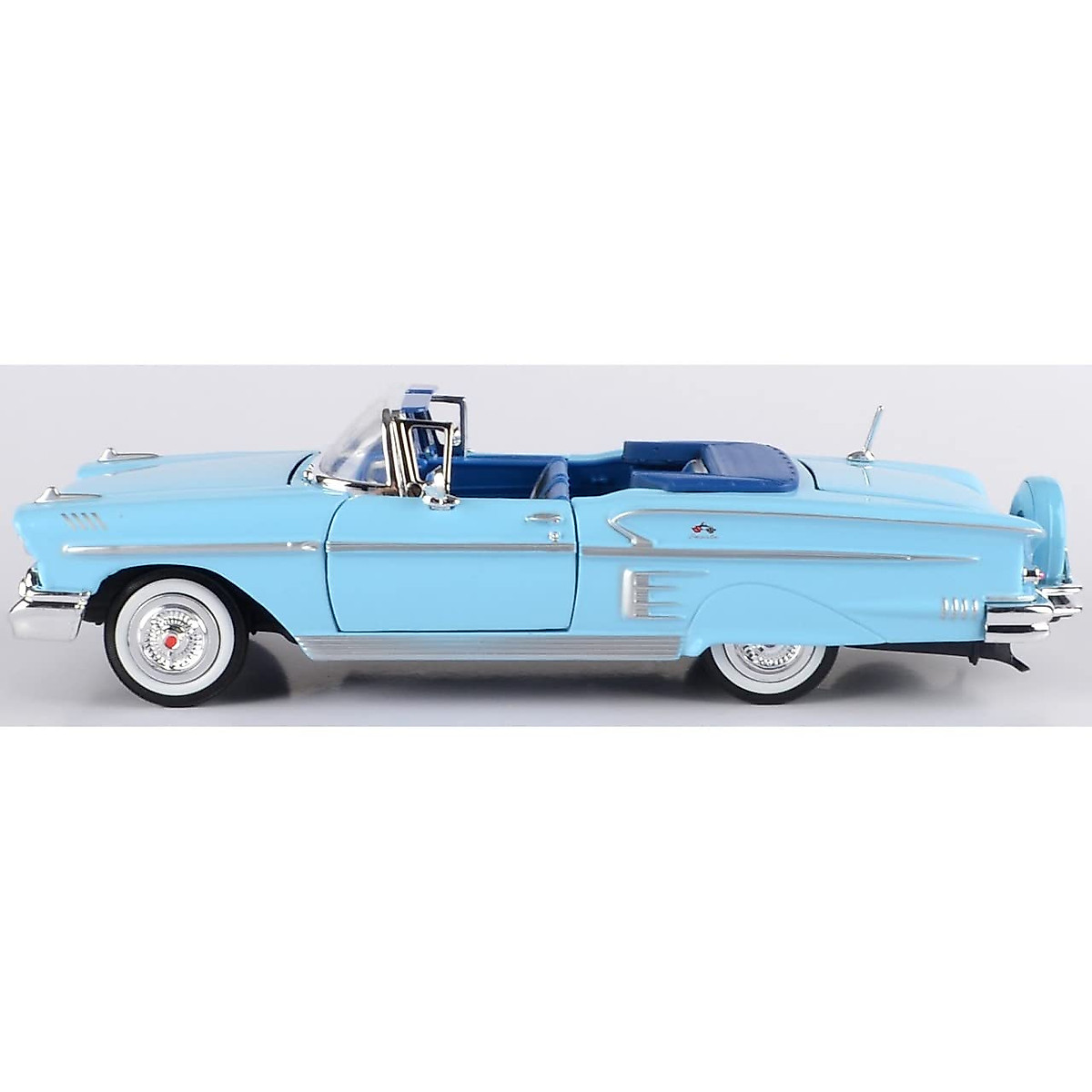 1958 Chevrolet Impala Convertible, Blue - Motormax Premium American 73267 - 1/24 Scale Diecast Model Car
