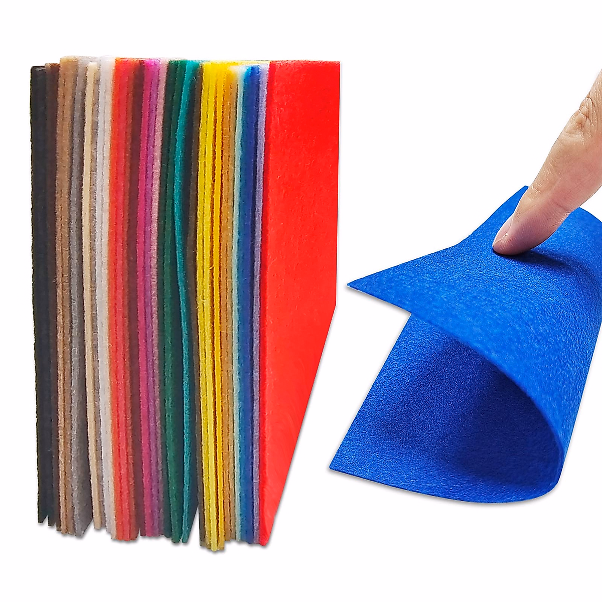 Jtnohx Felt Sheets, 32 Pcs Felt Fabric, 5"×5" Color Felt for Crafts, Stiff Craft Felt Square for for Sewing and Festivals Party