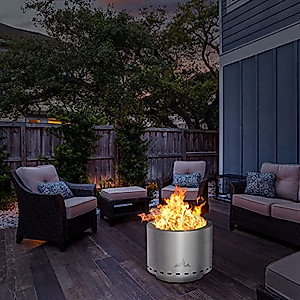 UDPATIO 19.5 inch Smokeless Fire Pit with Stand, 304 Stainless Steel Bonfire Stove for Outside, Wood Burning with Ash Pan, Portable Carrying Bag for Patio, Camping