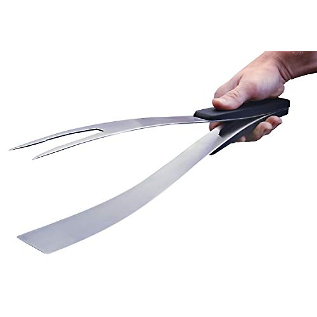 Proud Grill Connect it Magnetic BBQ Tool Set - 2 BBQ Tools - 4 Uses | Elegant Stainless Steel Design| Spatula and Fork Connect to use as Tongs and Server | Premium BBQ Utensil and Grill Accessory