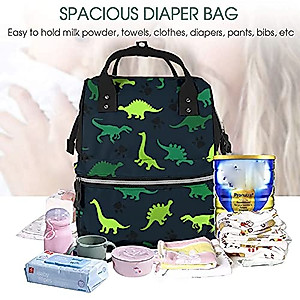 Backpack Diaper Bag Green Animal Dinosaur Womens Travel Bag Mens Laptop Bags (15.7"x11"x7", as Color)…