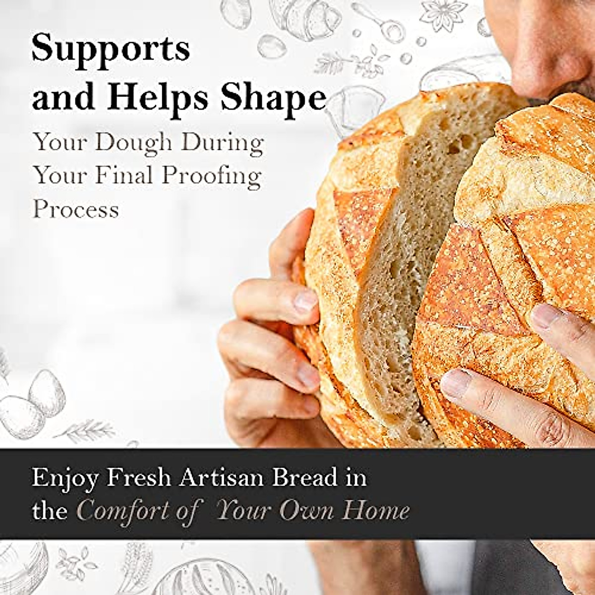 2 Pack 9 Inch Round Bread Proofing Basket for Sourdough Bread - Bread Basket Baking Bowl With Bread Lame & 5 Blades,Dough Scraper and Linen Liner Cloth Banneton Proofing Basket for Home Bakers