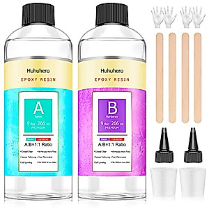 Epoxy Resin Kit, Huhuhero 18oz Crystal Clear Resin Epoxy Craft Casting Resin Art Resina Epoxica Transparente for Coating, Molds, Wood, Tumbler, Jewelry, River Table, Bar Top. Arts and Crafts Supplies