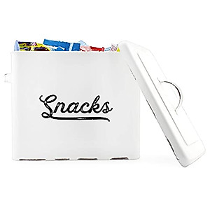 AuldHome Rustic Snack Bin, White Enamelware Snack Container Perfect for Single Serving Snacks