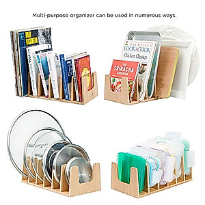 MobileVision Bamboo Book Rack, Video, CD, Record Organizer, 6 Sections