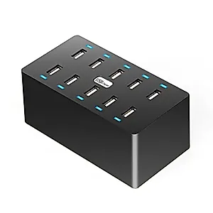 10 Ports Wall Charger, 50W 10-Port Family-Sized Desktop USB Rapid Charger,Multiple Charging Station,Compatible with Smartphones and Other USB Charging Devices