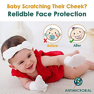 Baby Anti Scratch Mittens - No Scratch Mittens for Boys & Girls (6-12 Months) - 6 Pairs