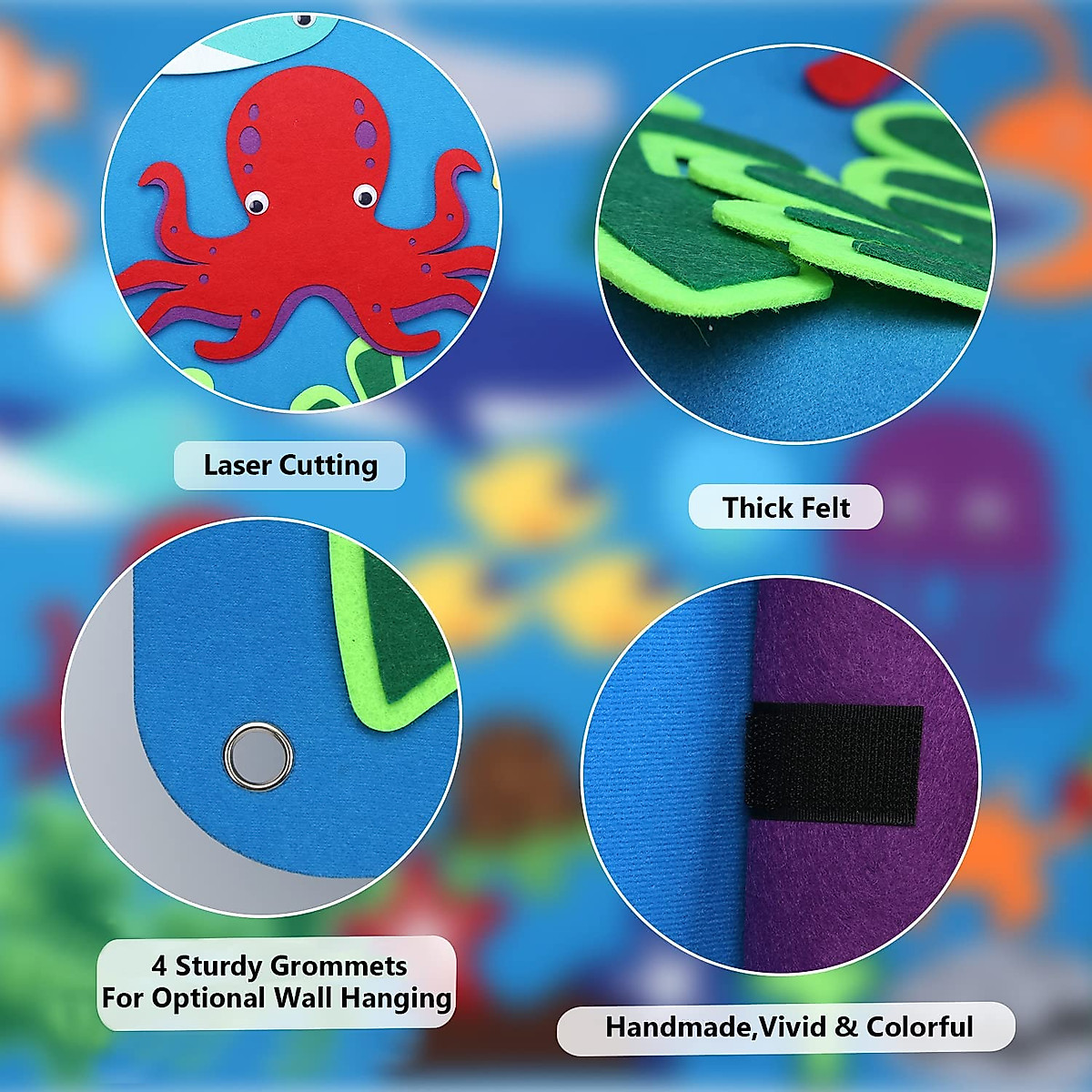 Crafty Toyz Ocean Animals Felt Board Set – Toddler Sea Creatures Play Kit – Kids Preschool Classroom Story Crafts – Toddlers Learning Animal Wall Toy