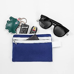 2 Pack 7 x 5 Inch Multipurpose Zippered Bags with 2 Compartments, Tools Keys Pens Small Gadgets Pouches, Smartphone Accessories Organizer, Cotton Canvas Water Resistant, Travel Office Outdoor, Navy