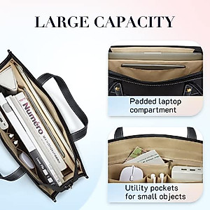 Missnine Laptop Tote Bag Canvas Laptop Bag 15.6 inch Work Shoulder Bags Casual Briefcase Handbag for Travel, Office, College