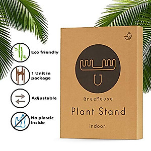 GreeMoose Plant Stand I Mid Century Indoor, Bamboo, Wooden, Adjustable (8-12 Inch), Tall Modern Plant Holder (Planter Not Included)