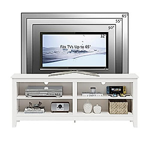 Panana TV Stand, Classic 4 Cubby TV Stand for 65 inch TV, Farmhouse Television Stands Entertainment Center Media Stand with Storage TV Table Stand for Living Room Bedroom, 59 inch, White TV Stand