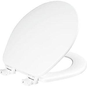 CHURCH 540EC 000 Toilet Seat with Easy Clean & Change Hinge, ROUND, Durable Enameled Wood, White