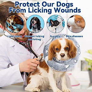 BALAPET Adjustable Soft Dog Cone Pet Recovery Collar for Dogs After Surgery Glow in The Dark Design Protective Elizabethan Collar Not Block Vision Fit for Dogs Recovery and Stop Licking(S)