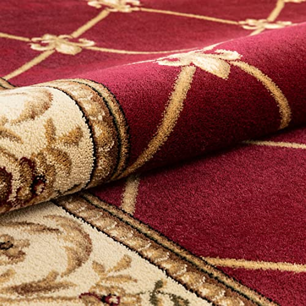 Patrician Trellis Red French European Formal Traditional 3x12 (2'7" x 12') Runner Rug Stain/Fade Resistant Contemporary Floral Thick Soft Plush Hallway Entryway Living Dining Room Area Rug