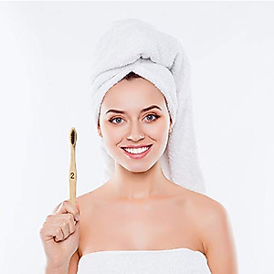 VIVAGO Biodegradable Charcoal Bamboo Toothbrushes Soft Bristles for Sensitive Teeth 10 Pack - Numbered for Easy Recognition - Compostable, Eco-Friendly, Natural, Reusable Wooden Toothbrush