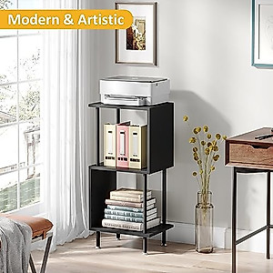 Book Shelf Bookcase, Modern Small Bookshelf for Small Spaces: S-Shaped Wooden Bookshelf Corner Bookshelf for Living Room Bedroom Home Office, Black Bookshelves and Bookcases Storage Organizer, 3-Tier