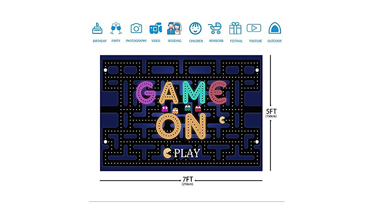 Video Game On Backdrop - Vibrant 7x5ft Gaming Party Photography Background