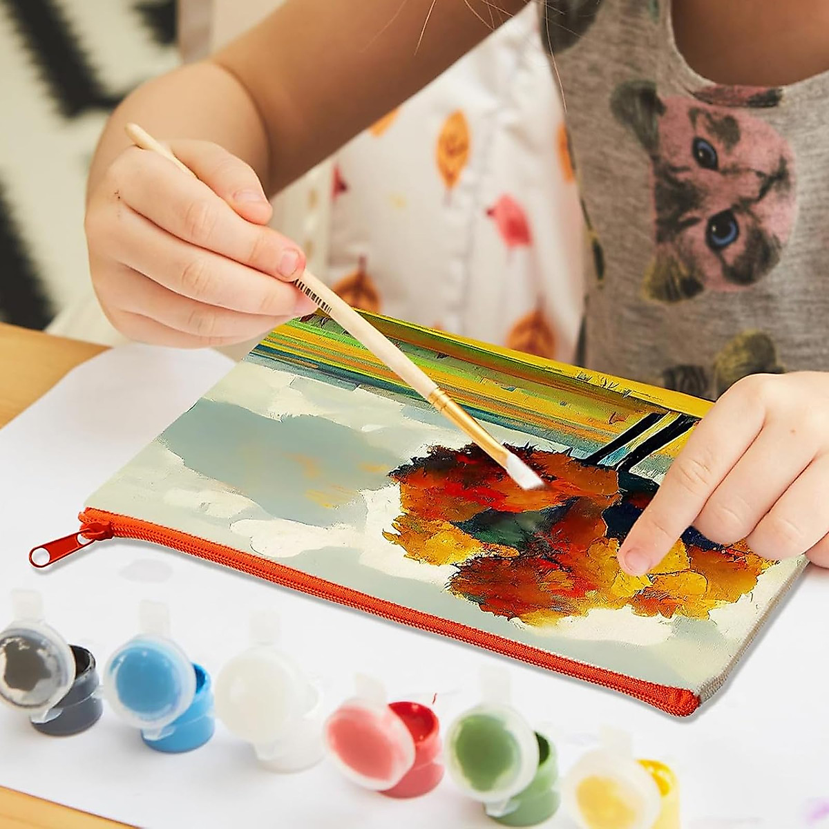 Abbylike 50 Pcs Sublimation DIY Blank Canvas Pencil Case Canvas Makeup Bags Canvas Pencil Pouch Bulk Canvas Heat Transfer Pouch Multipurpose Cosmetic Bag for Travel DIY Craft (7.87'' x 5.51'')