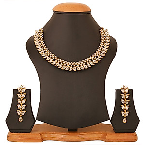 Touchstone Indian jewelry sets for women wedding necklace set gold statement jewellery choker bollywood rhinestone earrings costume formal simple guest evening joyeria in antique gold tone paisley