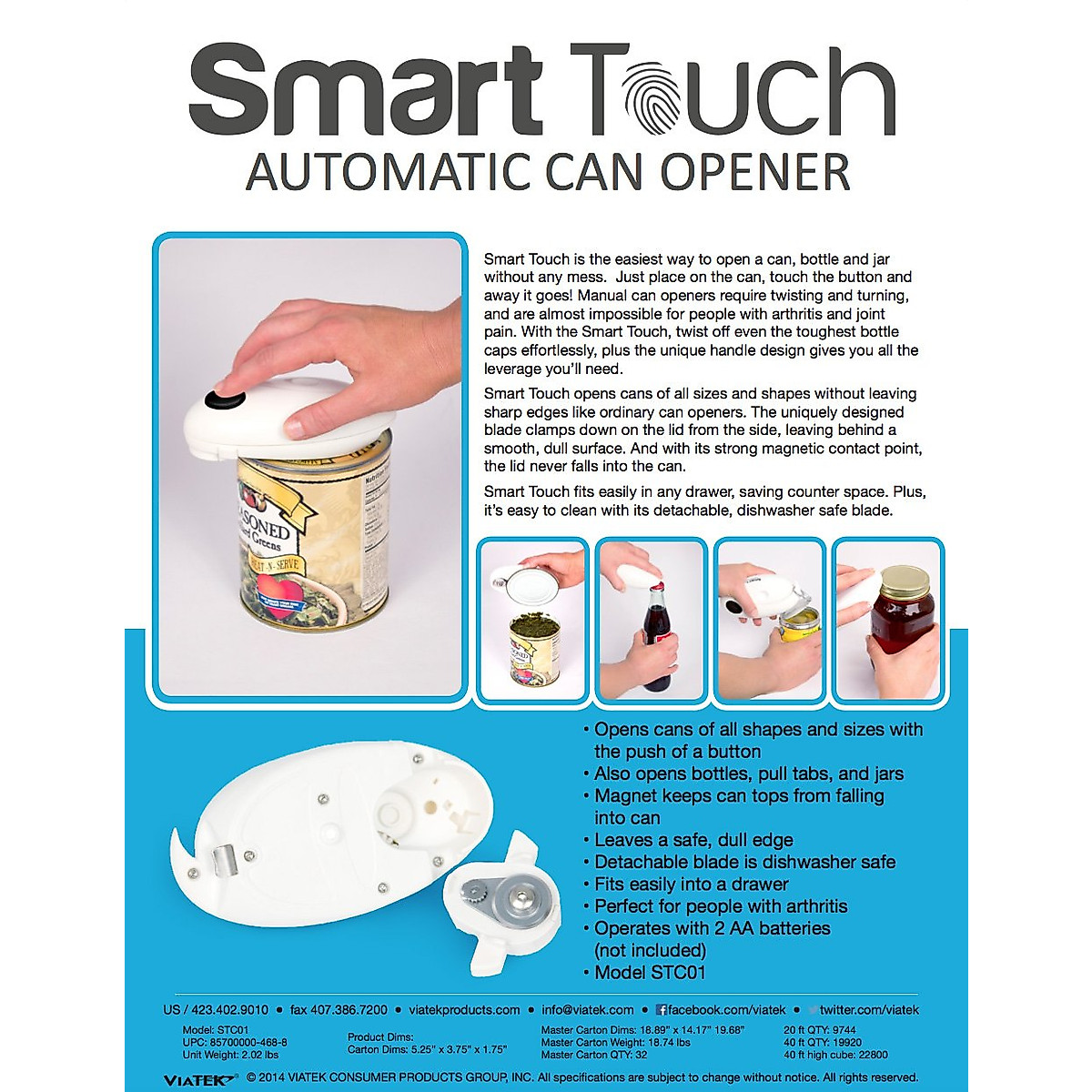 Viatek Smart Touch Can Opener - One Touch Can Opener
