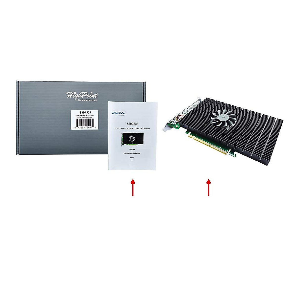 Highpoint 4-Port M.2 SSD7505 PCIe Gen3/Gen4 NVMe Bootable RAID Controller for Windows & Linux Systems