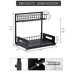 Fengligoo 2 Tier Under Sink Organizer, Black Pull Out Cabinet Organizer, Multipurpose Under Kitchen Bathroom Sink Organizer and Storage, Sliding Cabinet Organzier