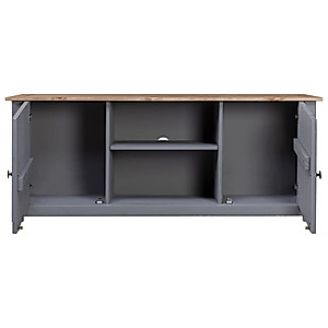 vidaXL Solid Pine Wood TV Stand - Panama Range - Gray, Retro Design, Ideal for Living Room, 47.2"x15.7"x19.7" with 2 Doors, 2 Compartments, Scandinavian Style