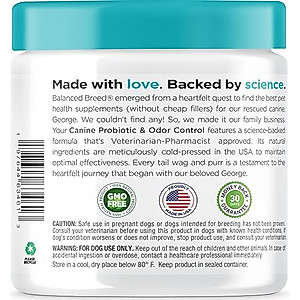 Balanced Breed Dog Probiotics Digestive Gut Health Chew Made in USA Non-GMO Vet-Phamacist Approved Fortiflora Probiotics Dogs Anti Yeast Supplements Constipation Relief Dog Yeast Itchy Skin Itchy Ears