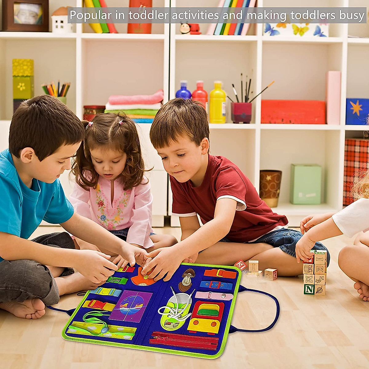 Busy Board for Toddlers, Busy Board Bag Learning Education Toys for Toddler 1-3, Preschool Autistic Toddler Travel Sensory Toys,Hands-on Learn to Dress Brain Up Toy for Boy Girl