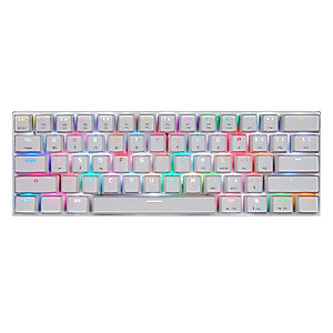MOTOSPEED 60% Dual-Mode BT5.0/Type-C Mechanical Keyboard, 61 Keys Bluetooth Mechanical Keyboard,Gaming/Office Keyboard for PC/Mac Gamer (Red Switch, White)