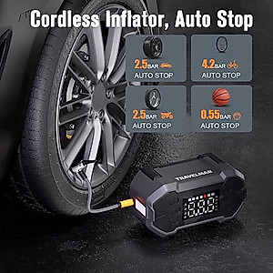 TRAVELMAN T6 Car Jump Starter with Air Compressor, 4000A 160PSI 26800mAh Portable Jump Box Tire Inflator (All Gas/10.0L Diesel), 12V Car Jump Booster Battery Pack for Car,Truck,Boat,Bike