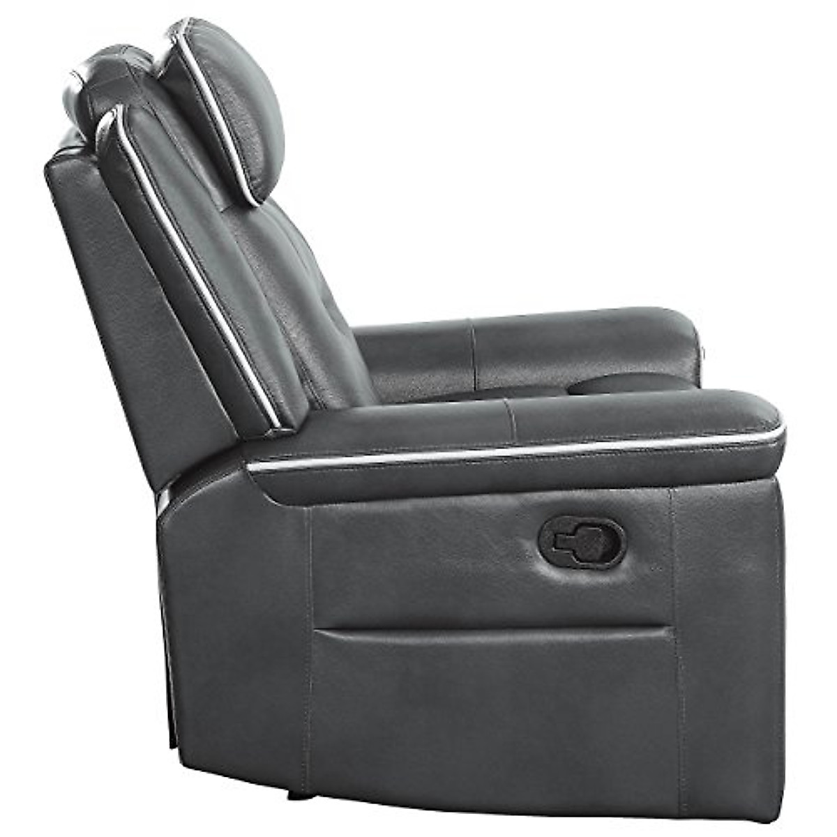Homelegance Darwan 88" Leather Gel Double Reclining Sofa, Dark Gray