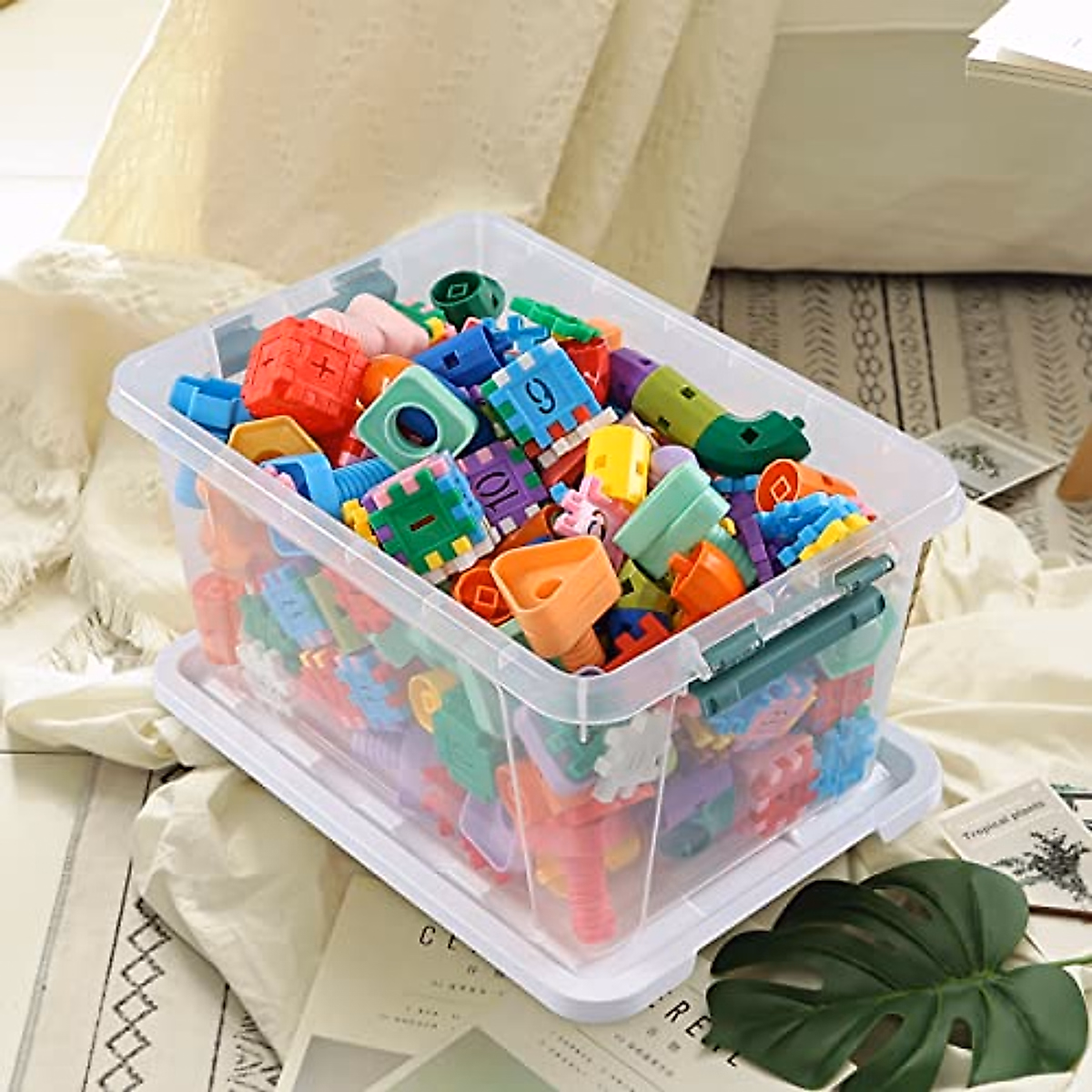 Joyeen 6-pack Latching Storage Boxes, Clear Plastic Bins Totes with Lids, 14 Quarts