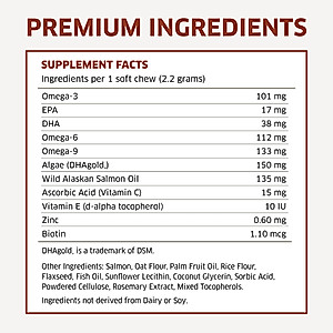 Salmon Oil for Dogs - Wild Alaskan Fish Oil for Dogs - Omega 3 for Dogs - Itch Relief for Dogs - Dog Joint Health - Dog Allergy Relief- Dog Itch Relief - 120 Dog Fish Oil Soft Chews