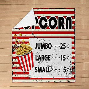 Feelyou Kids Popcorn Plush Throw Blanket, 40"x50" Movie Theater Blanket for Boys Teens DecorMovie Night Flannel Fleece Blanket Set Cinema Movie Ticket Bedroom