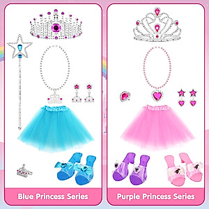 Princess Dress Up Shoes and Jewelry Boutique, Pretend Play Toy Set for Little Girls, Princess Accessories Set with Jewelry, Fashion Skirts, Heel Shoes, Beauty Toddler Gift for Age 3 4 5 6 Years Old