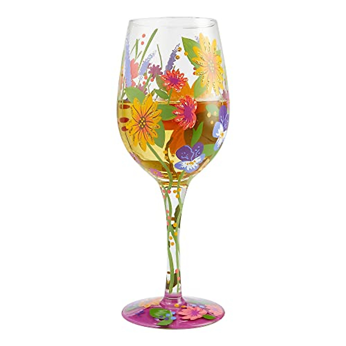 Enesco Designs by Lolita Garden' Hand-Painted Artisan Wine Glass, 1 Count (Pack of 1), Multicolor