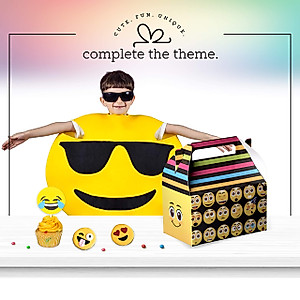 Hammont Paper Treat Boxes -10 Pack- Party Favors Treat Container Cookie Boxes Cute Designs Perfect for Parties and Celebrations 6.25" x 3.75" x 3.5" (Emoji)