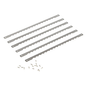 KVMORZE 6 Pcs Bread Bow Knife Stainless Steel Replacement Blades, Serrated Bread Blade with Screws Easy to Cutting, Wooden Bread Knife for Cake Homemade Bread Cutting, 10.8 Inches